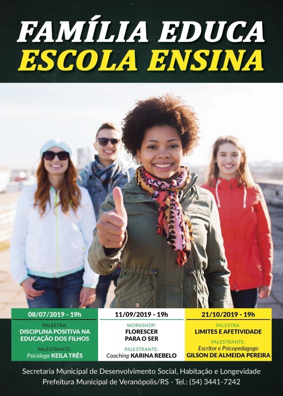 Segundo evento do projeto “Família Educa, Escola Ensina” ocorre na próxima semana em Veranópolis ...