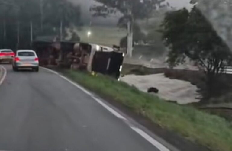 Carreta tomba na Curva da Moega, na ERS-324, entre Marau e Passo Fundo ...