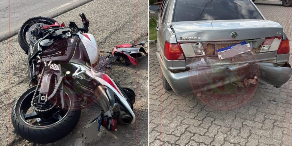 Colisão entre carro e motocicleta deixa uma pessoa ferida na RSC-453 ...