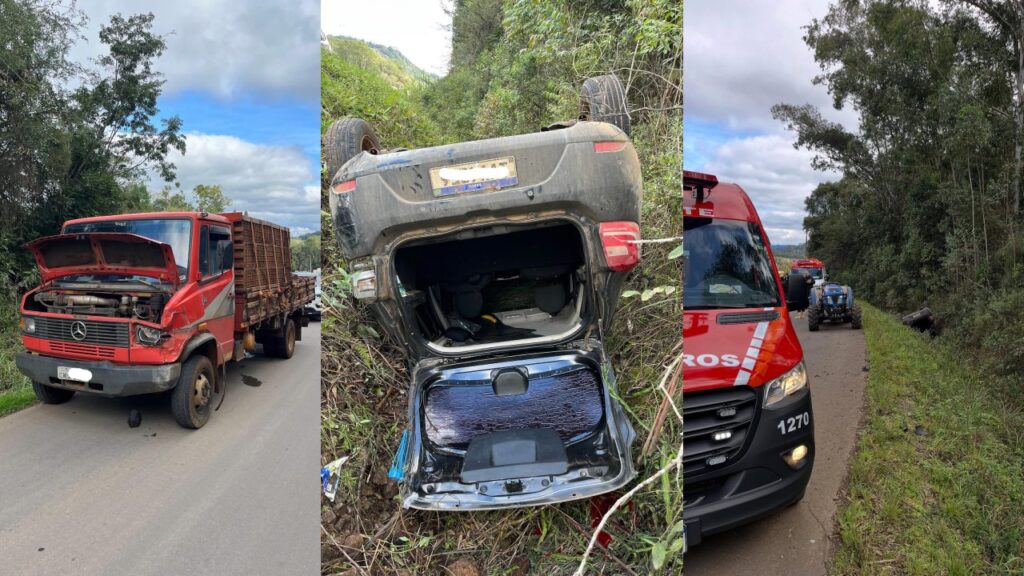 Colisão seguida de capotamento deixa motorista ferido na ERS-448, em ...